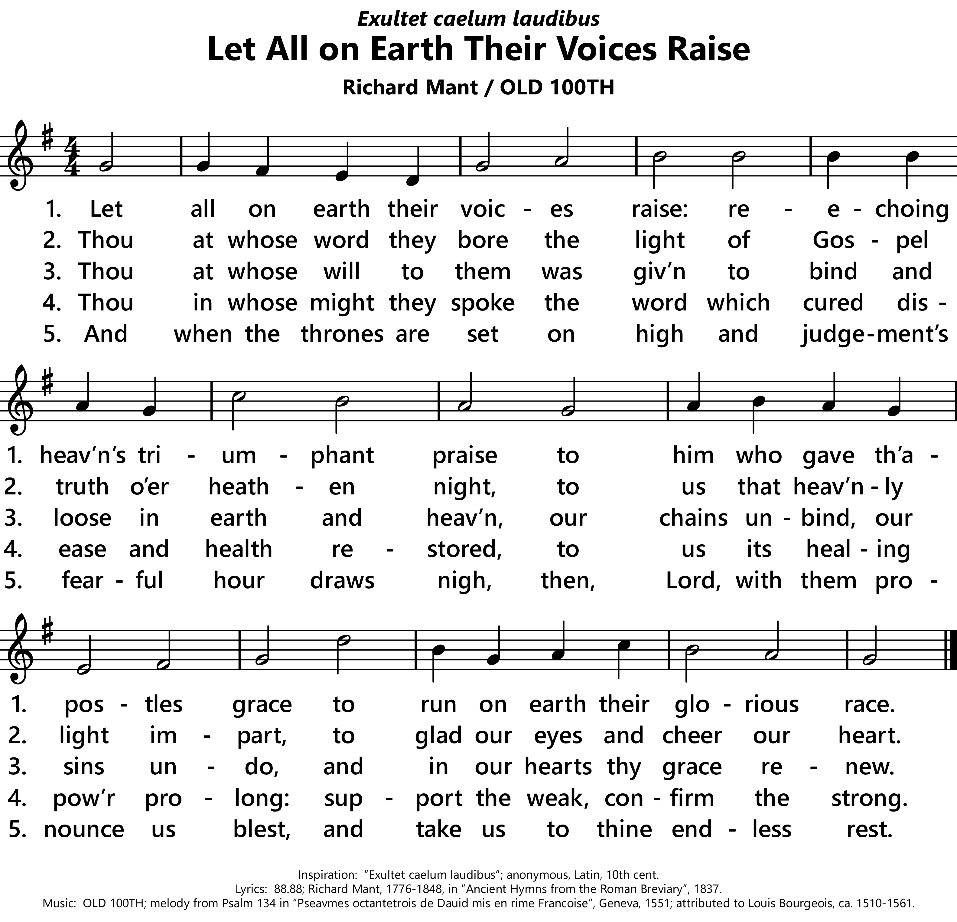 Exultet caelum laudibus: Let All on Earth Their Voices Raise [Richard Mant]